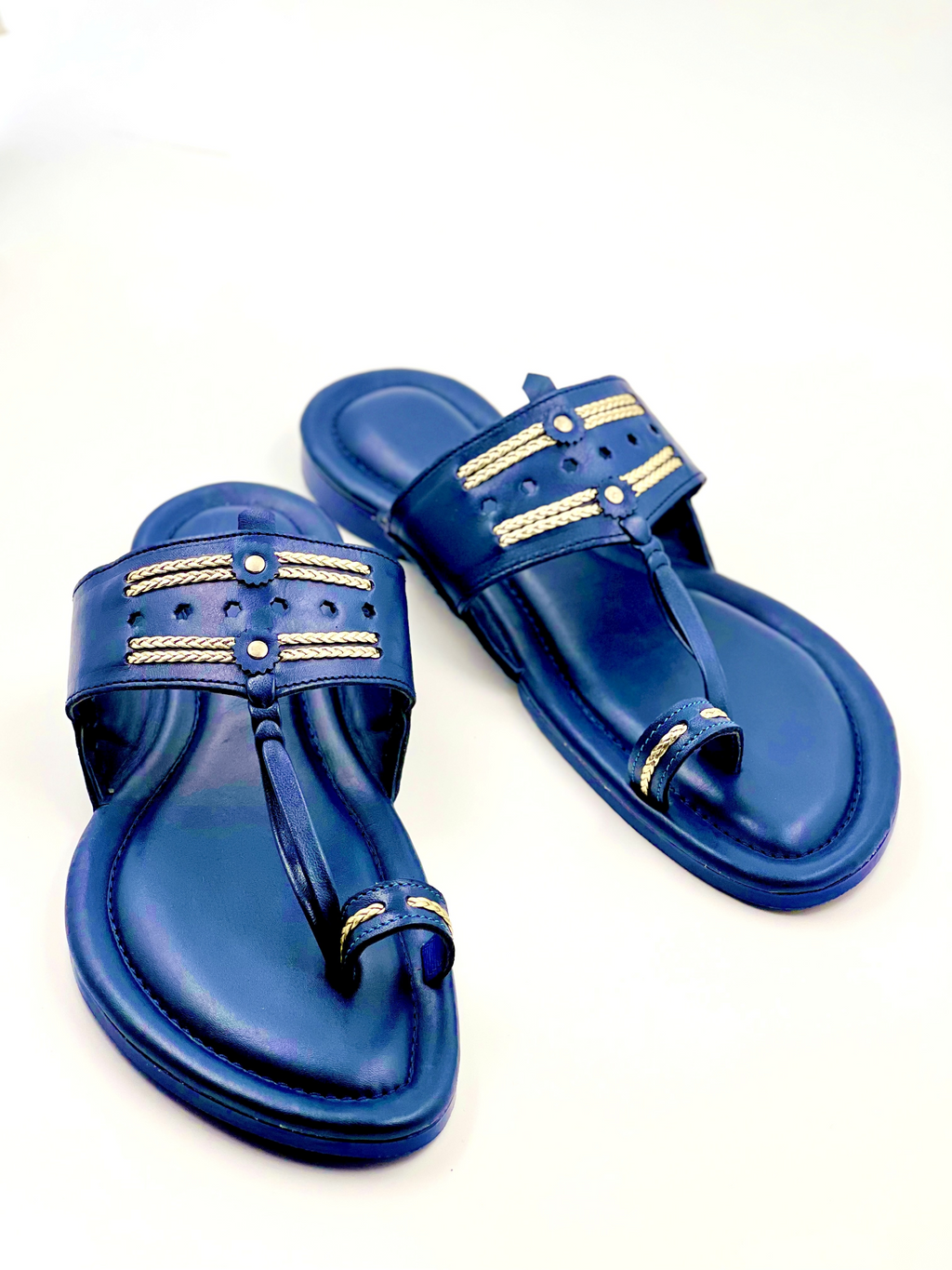 LFL Midnight Blue Leather Kolhapuri Chappal/Slipper LFL-KL-013 – LFL Stores